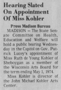 Ruth DeYoung Kohler Timeline - John Michael Kohler Arts Center